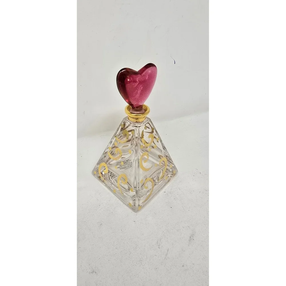 Bath | Vtg Italian Hand Painted Clear Glass Pyramid Perfume Bottle ...